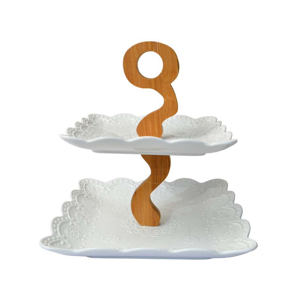 Decorative Ceramic 2 Tier Serving Platter