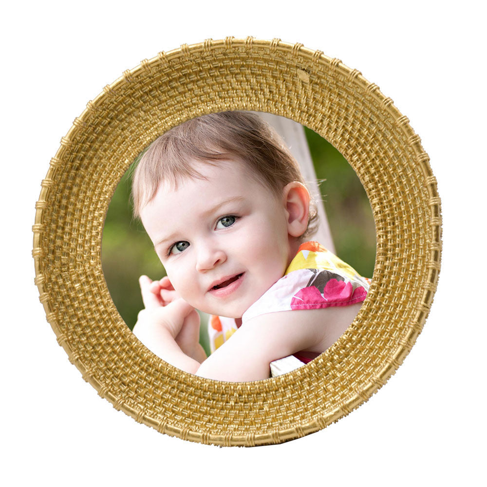 Golden Mesh Circular Photo Frame